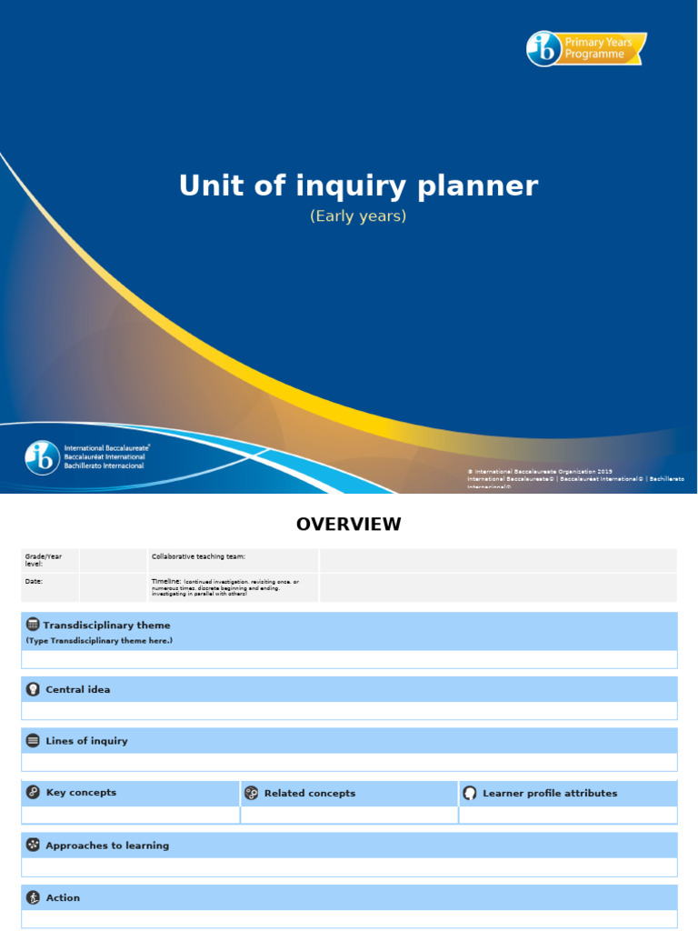 UOI Planner Early Years-3 en | PDF | Learning | Teachers