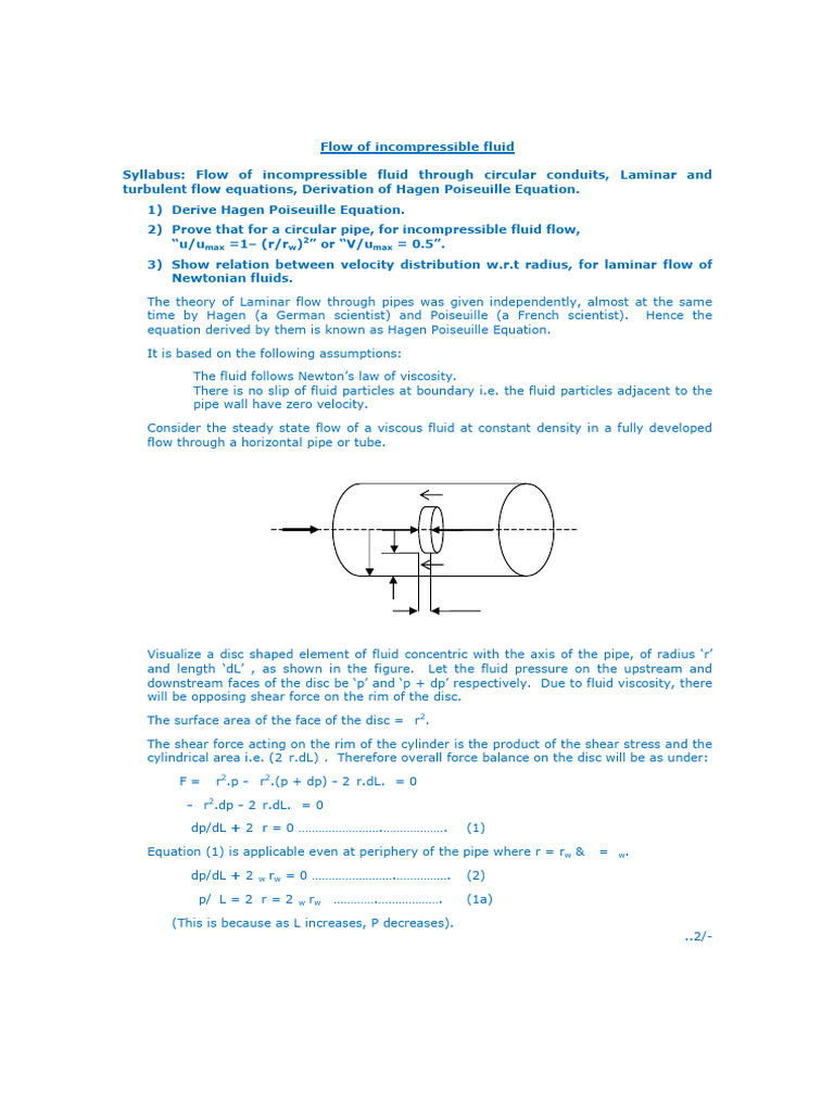 2020 12 14 Flow of Incompressible Fluid Transmittal 4 Part1 | PDF ...