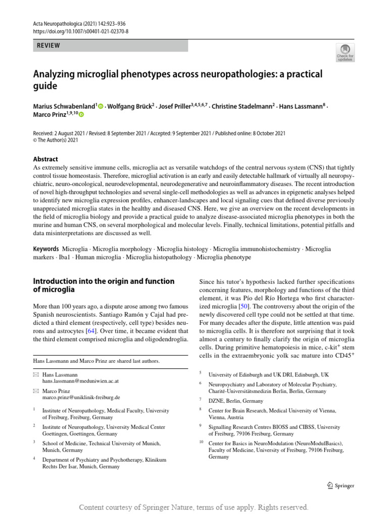 Analyzing Microglial Phenotypes Across Neuropathol | PDF | Microglia ...
