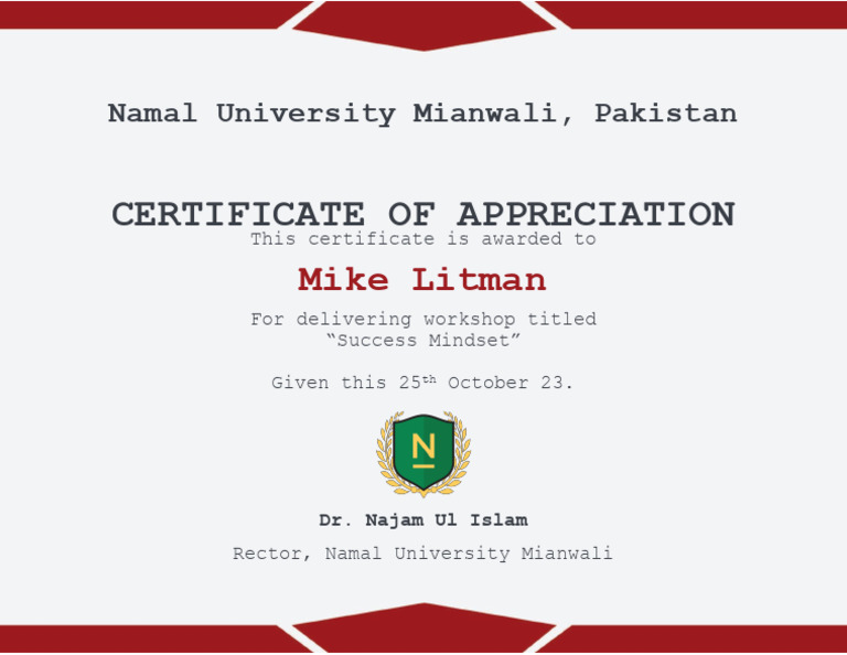 Certificate Litman | PDF