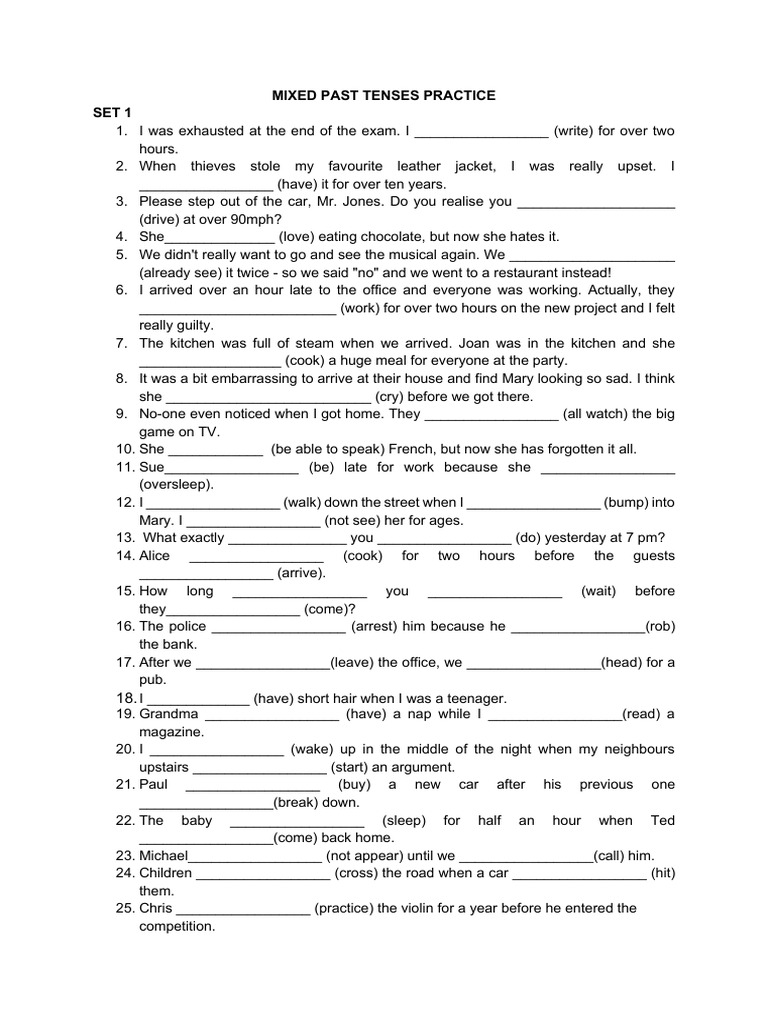 Mixed Past Tenses Practice | PDF