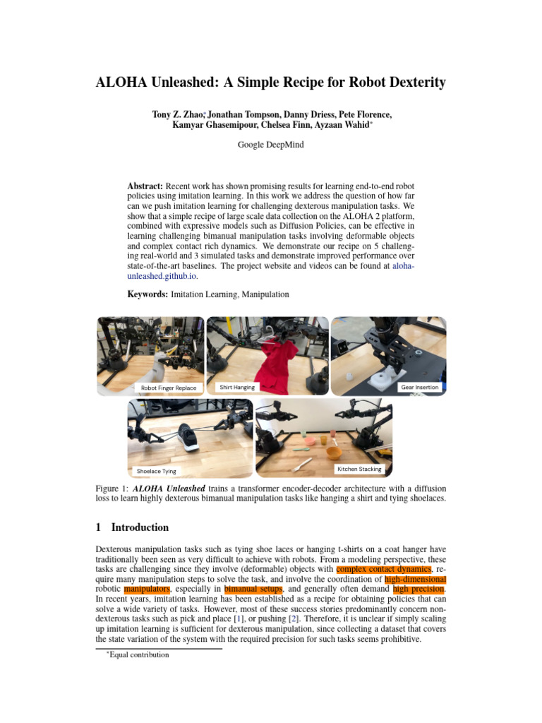 aloha_unleashed | PDF | Robot | Robotics