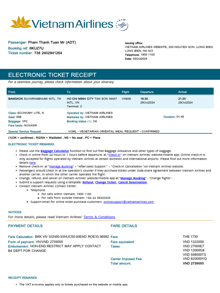 Electronic Ticket-EMD Receipt | PDF
