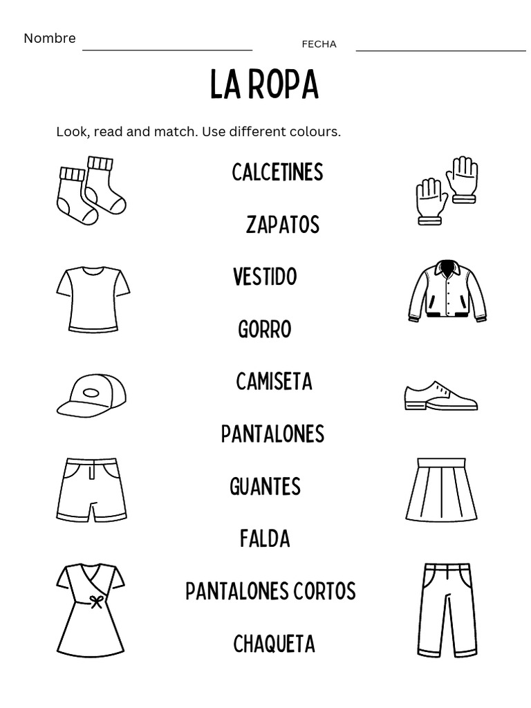 Nombres de Ropa y Colores | PDF