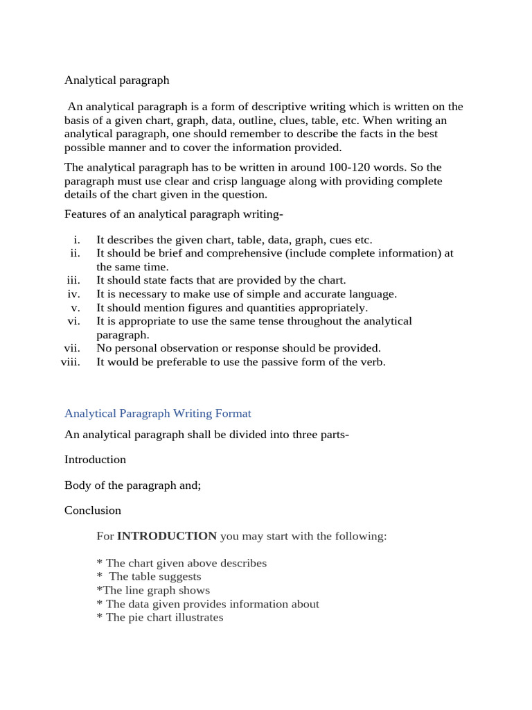 Writing Skills Analytical Paragraph | PDF | Argument | Chart