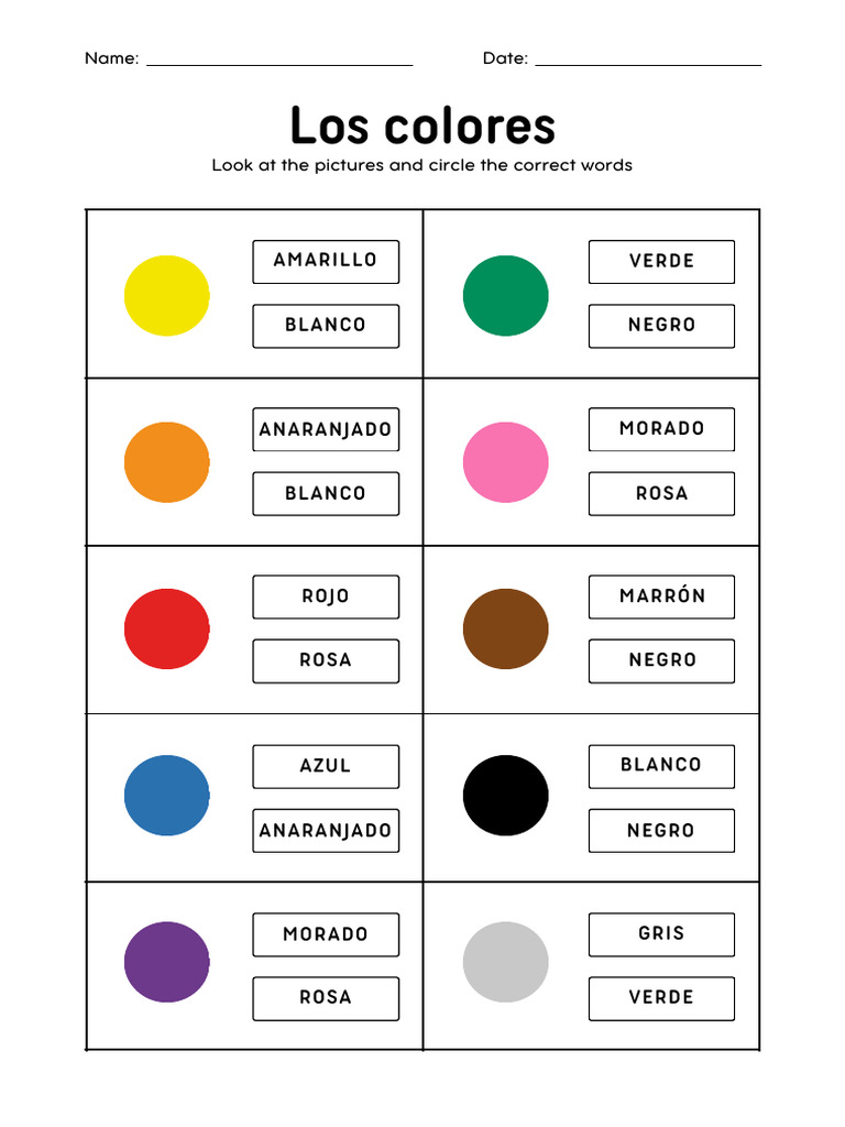 Colors Vocabulary Worksheet | PDF