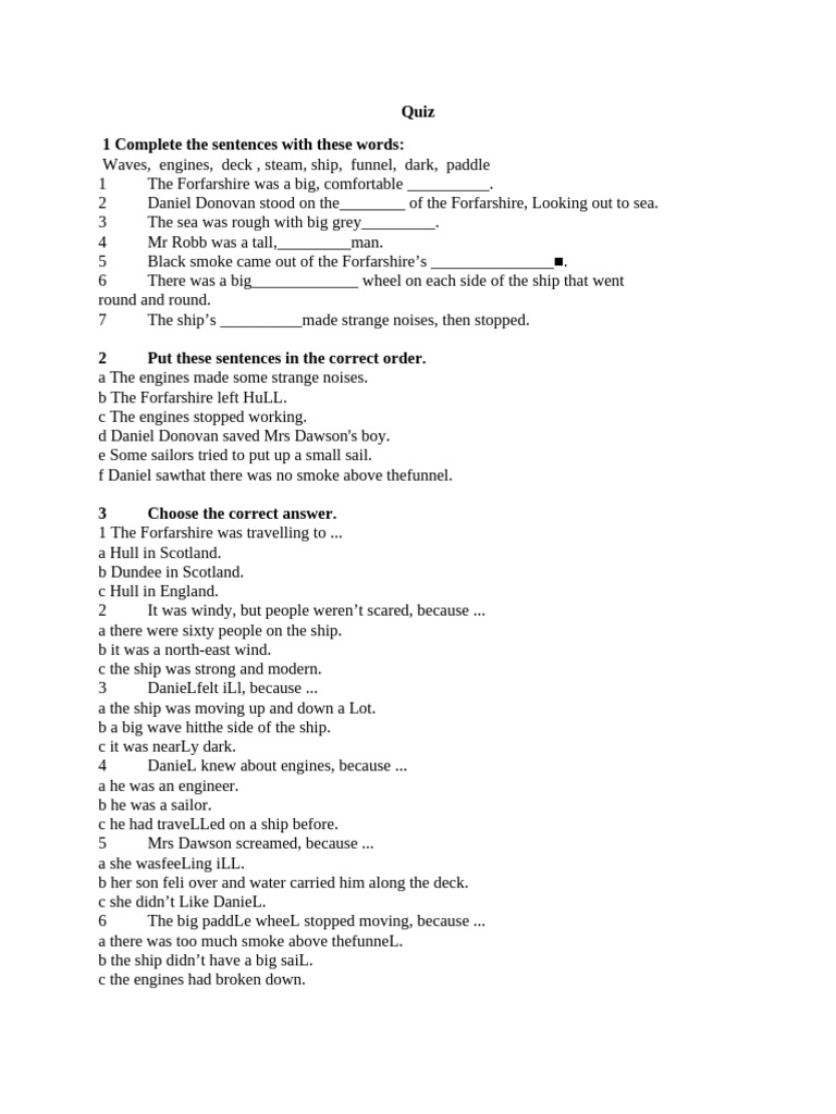 Grace Darling Quiz | PDF | Ships | Water Transport