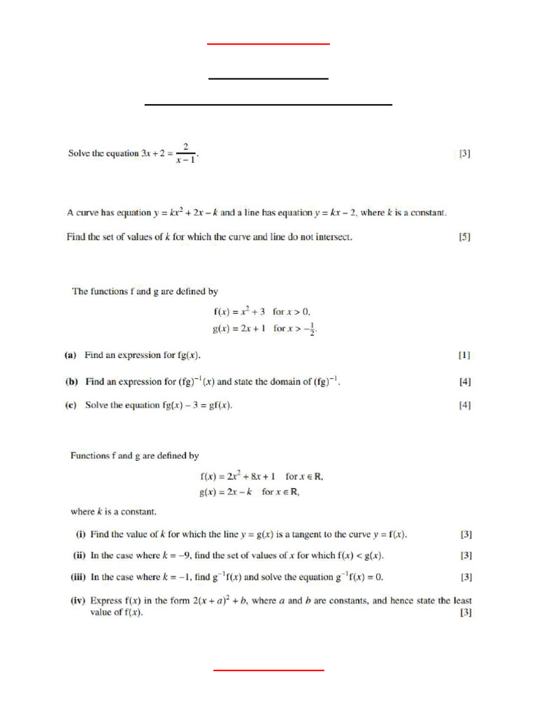 P1 (Quadratics, Function, Coordinate) WS | PDF