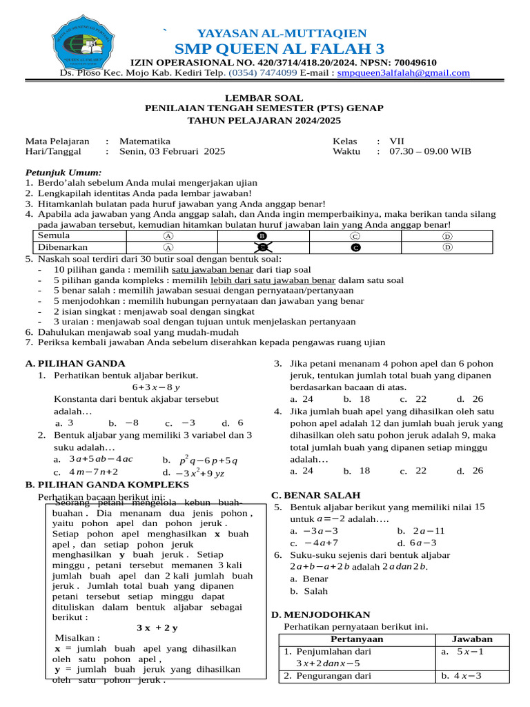 Contoh Soal PTS Genap | PDF