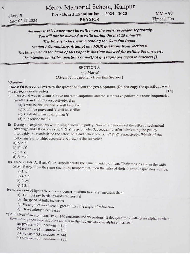 Physics pre lims | PDF