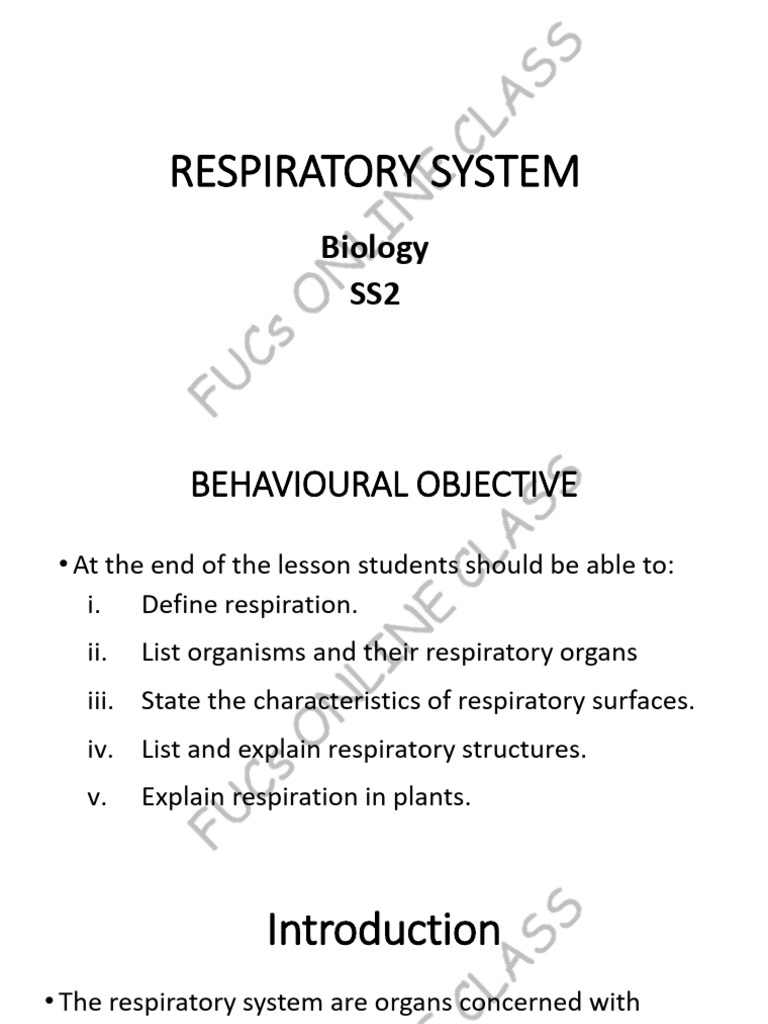 Biology - Respiration System SS2 Edited 2024 - 2025 Not Complete ...