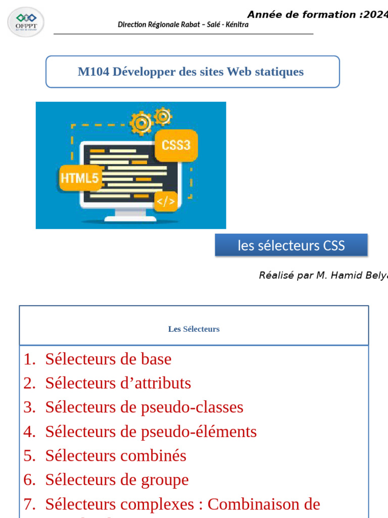 Cour CSS Belyazidi Sélecteurs CSS | PDF
