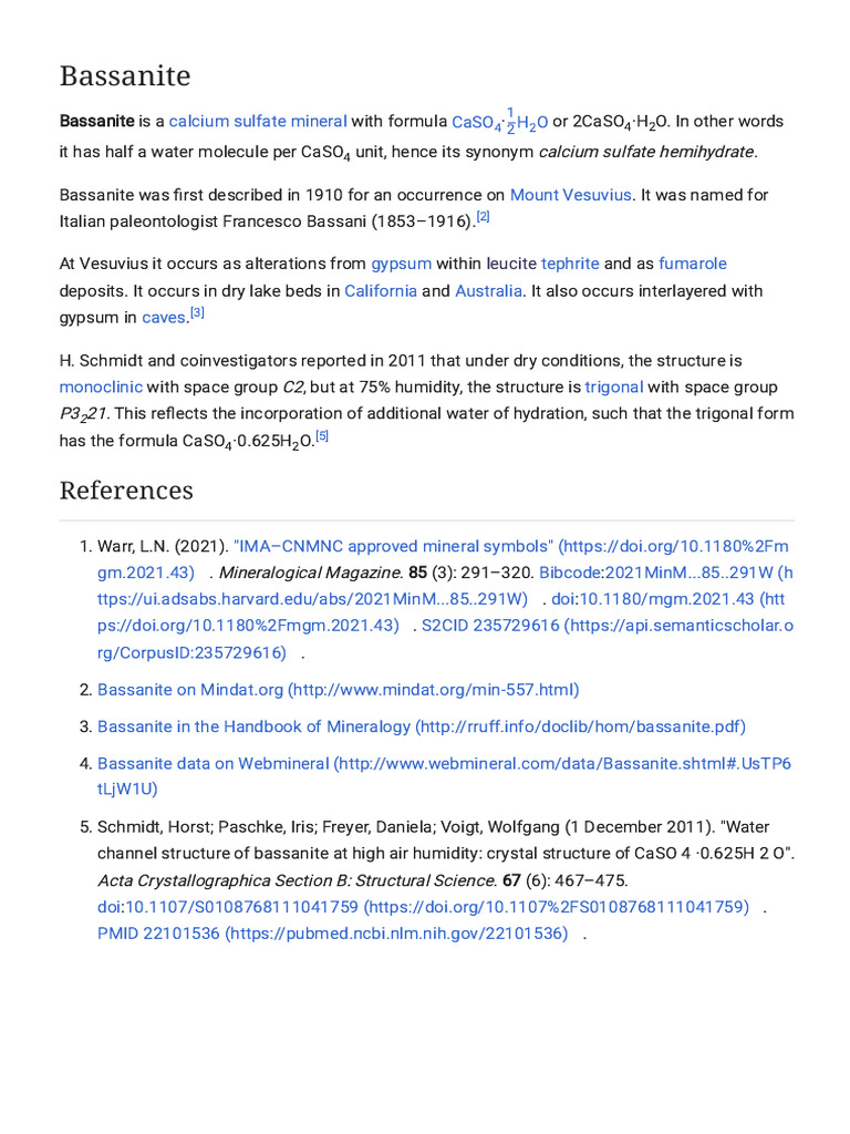 Bassanite - Wikipedia | PDF | Mineralogy | Minerals