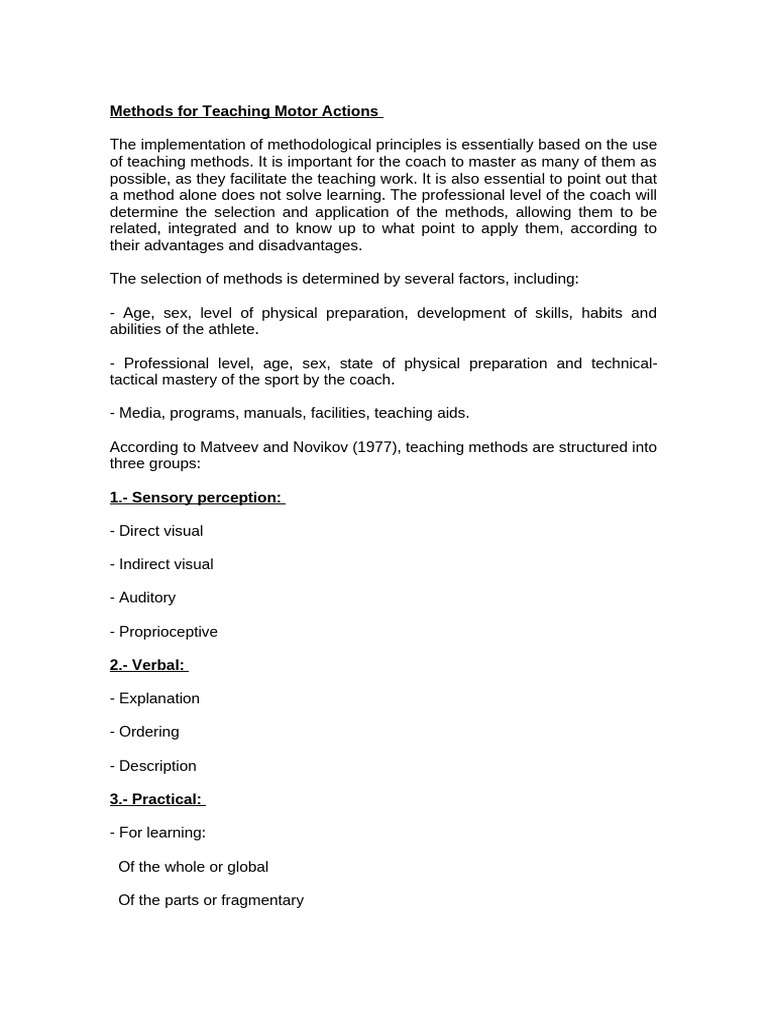 Teaching Motor Actions Methods | PDF | Teaching Method | Methodology