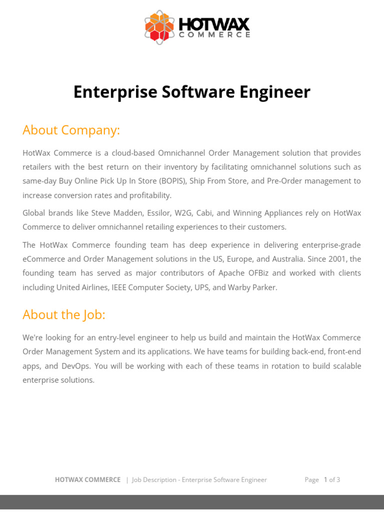 Entry-Level Enterprise Software Engineer Job | PDF | Software ...