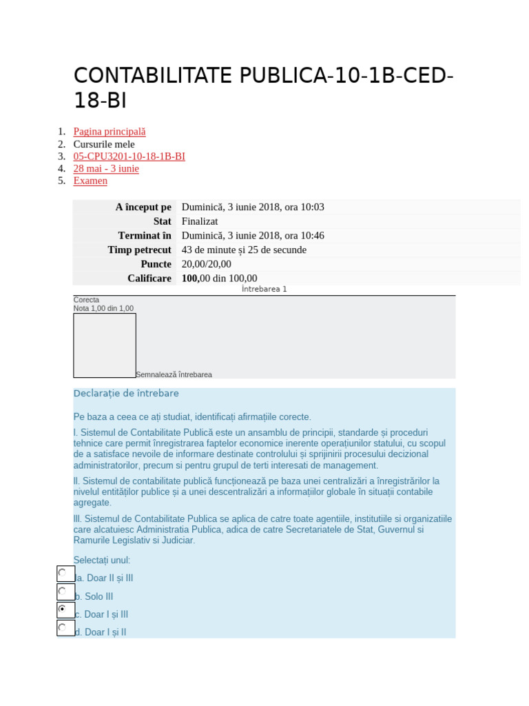 Examen Contabilitate Publică | PDF