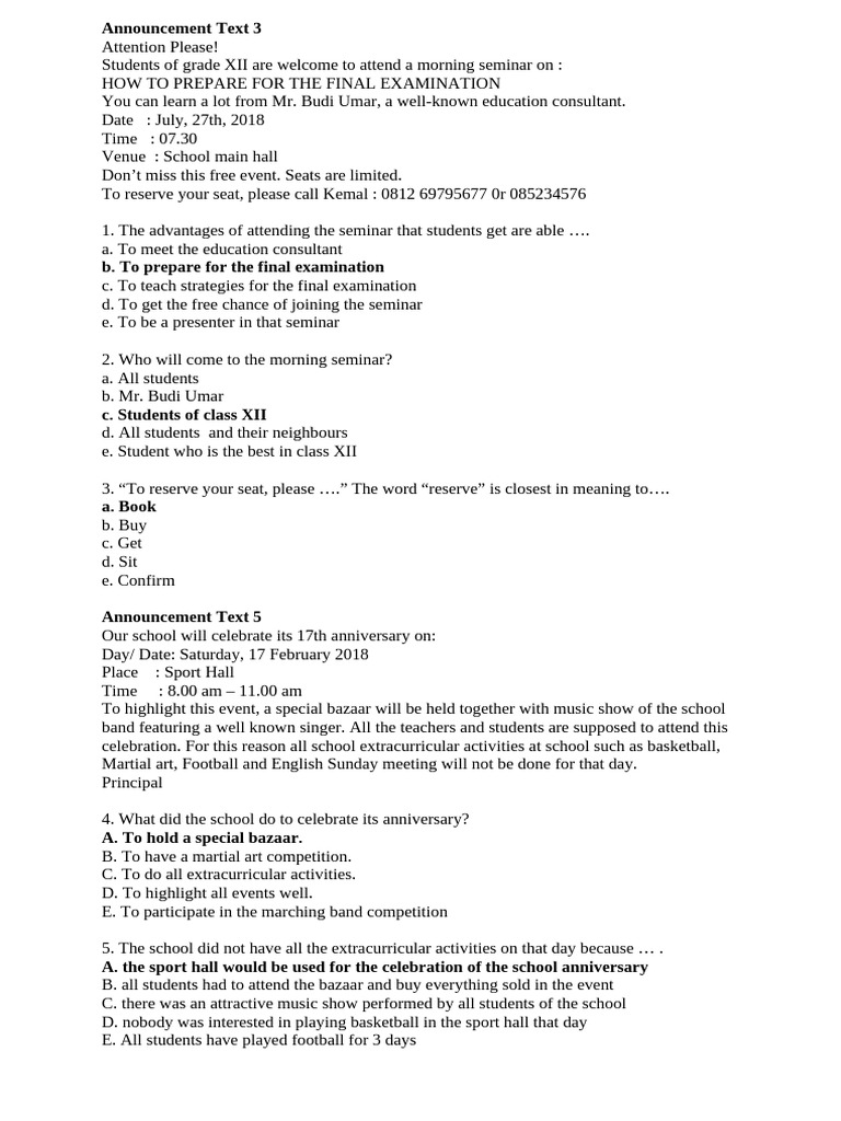 Seminar on Final Exam Preparation | PDF