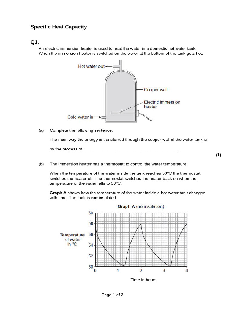 Specific Heat Capacity | PDF | Electric Heating | Water Heating