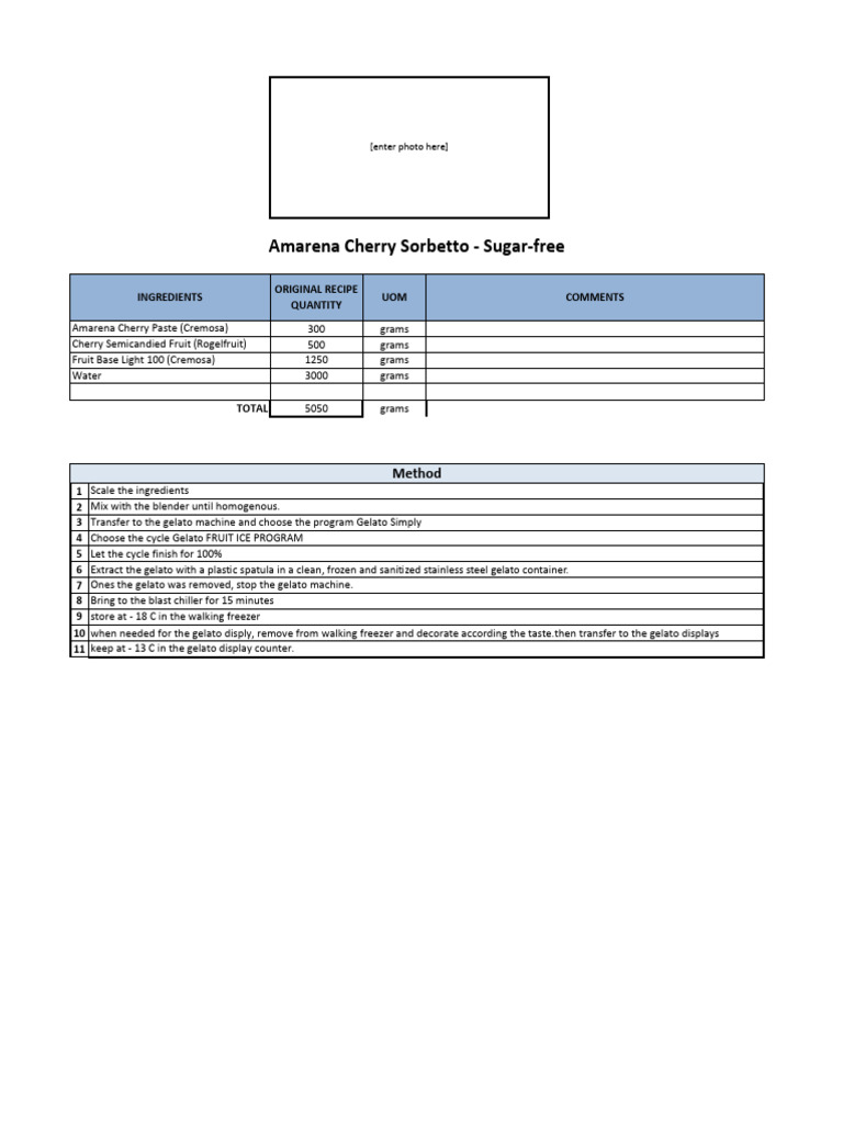 Amarena Cherry Sorbetto - Sugar-Free | PDF