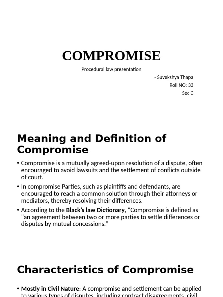 Compromise | PDF | Mediation | Settlement (Litigation)