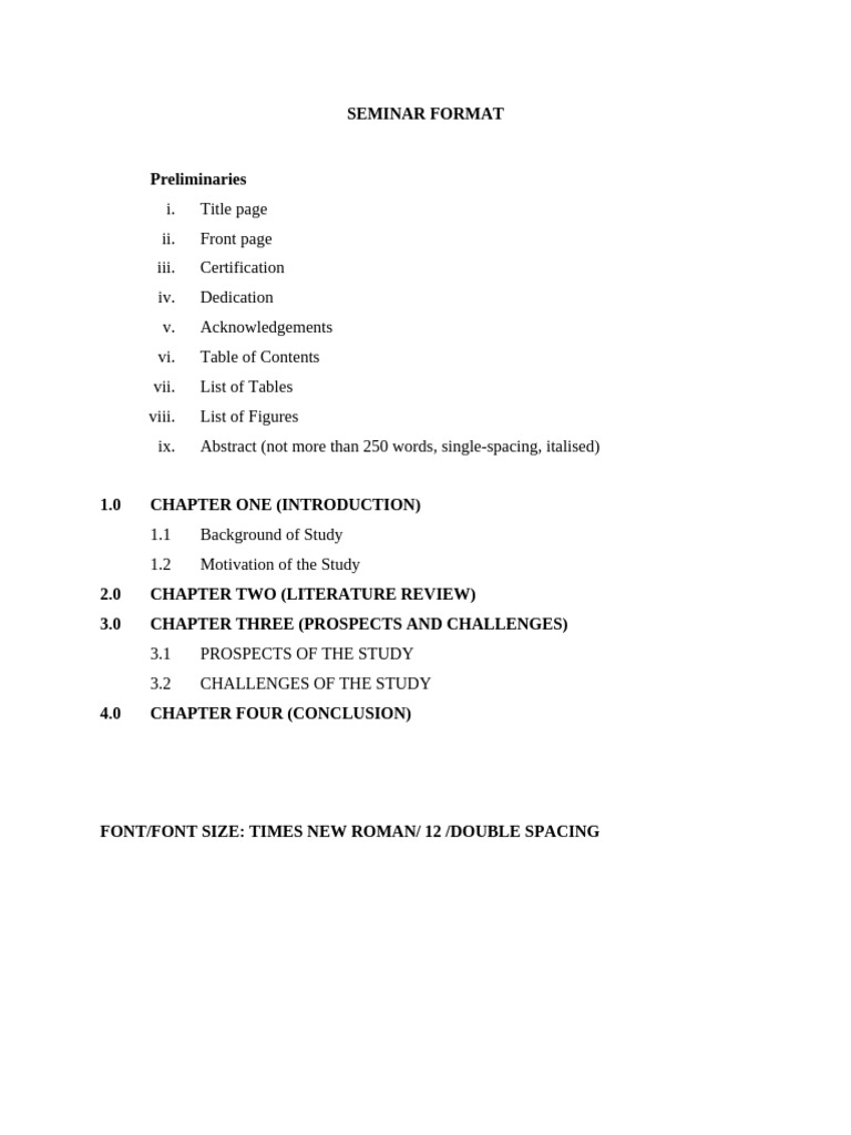 Seminar Format For 400 Level | PDF