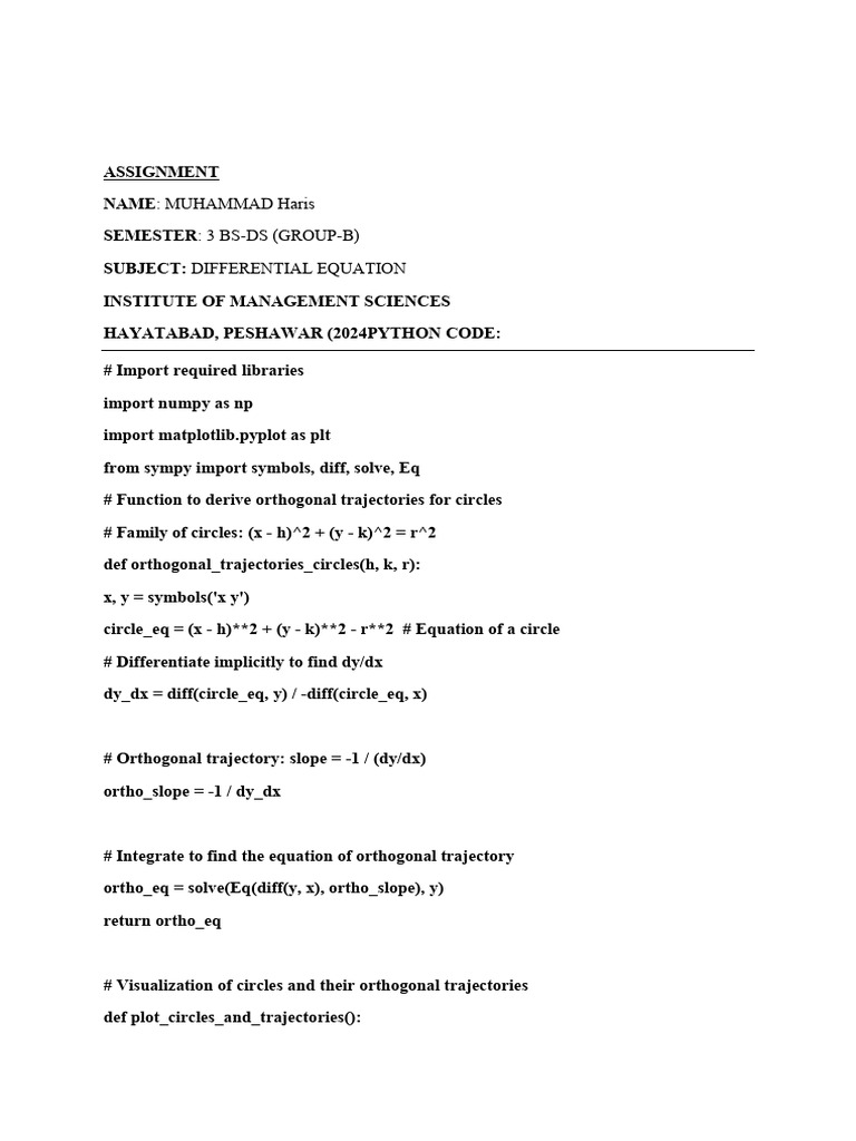 Differential Assignment 2 | PDF | Equations | Mathematical Analysis
