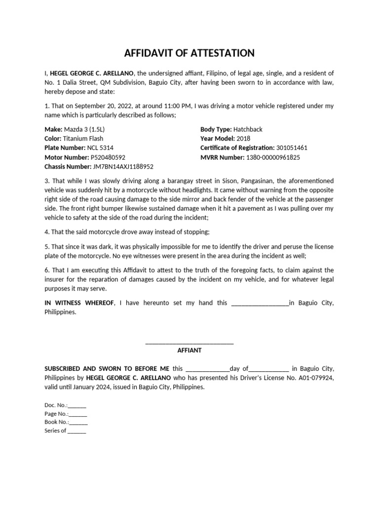 Affidavit of Attestation | PDF