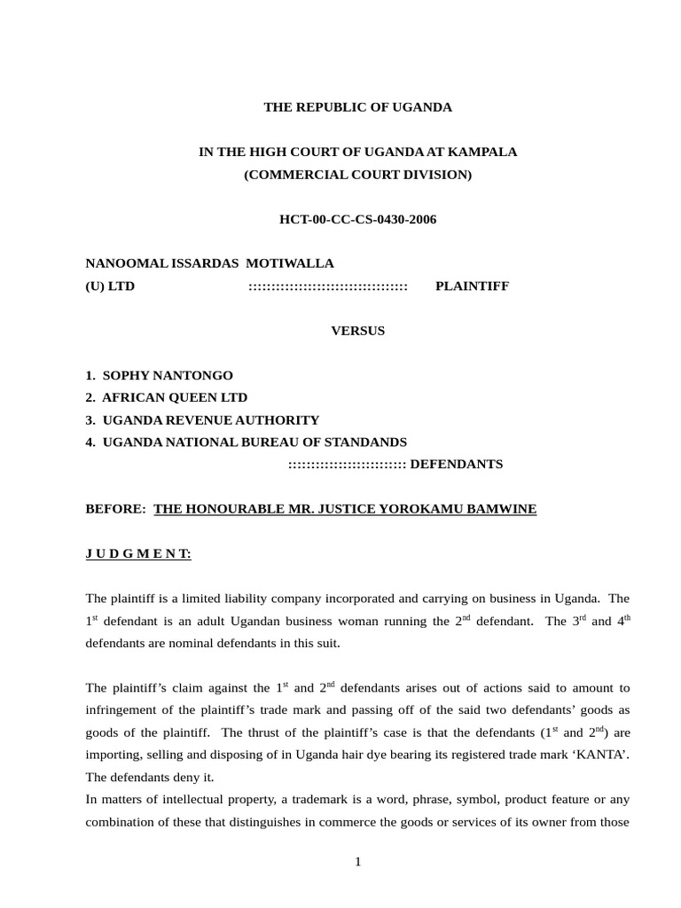 Trademark Infringement Case: Kanta Hair Dye | PDF | Trademark ...
