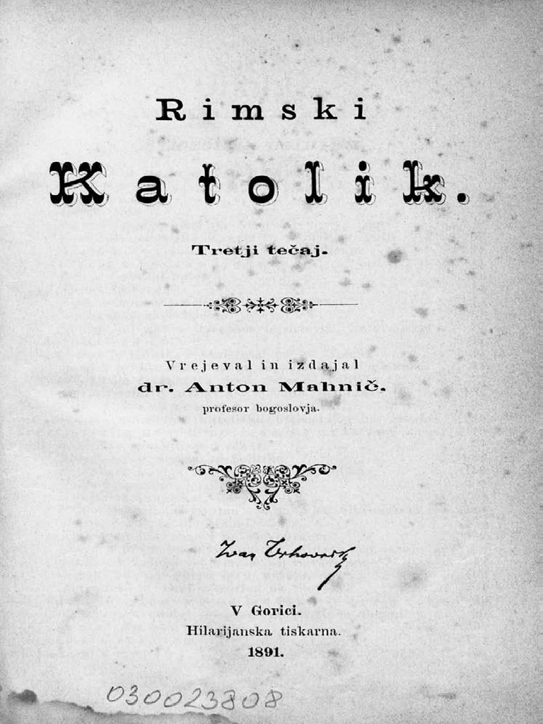 Rimski Katolik (1891, Letnik 3, Kazalo Letnika) | PDF