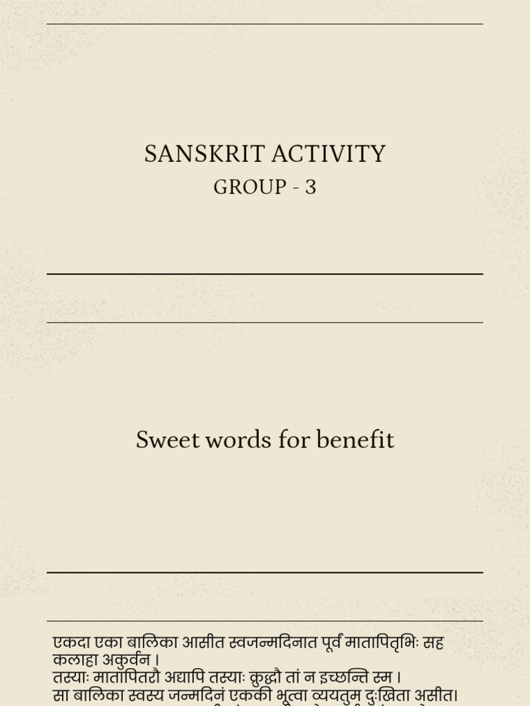 Sanskrit Activity Group 3 | PDF