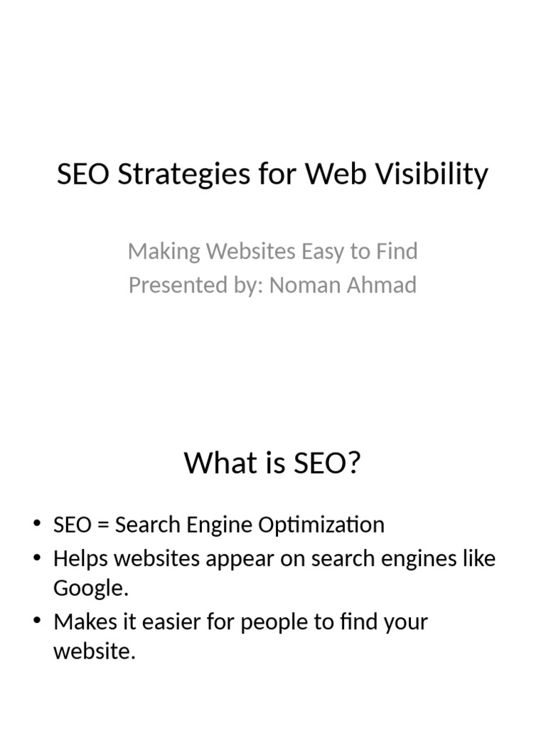 SEO Strategies for Web Visibility | PDF