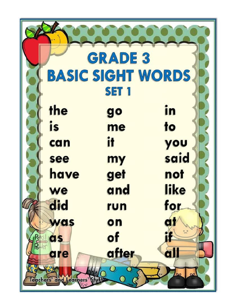 Basic Sight Words Grade 3 | PDF