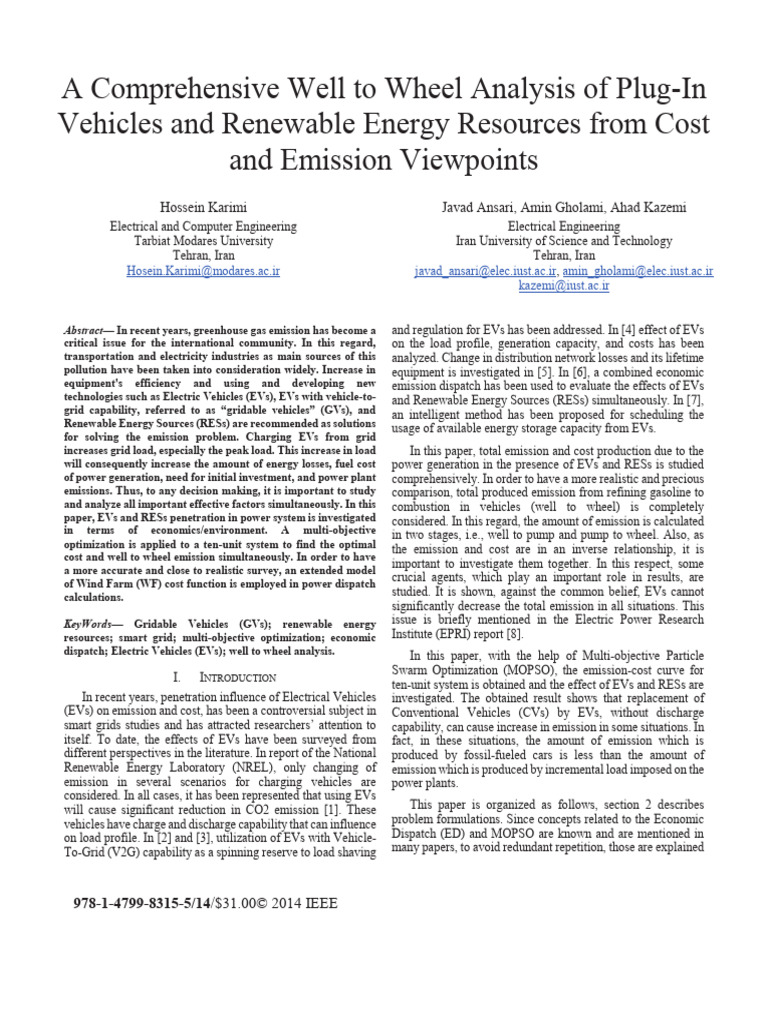 A Comprehensive Well To Wheel Analysis of Plug-In Vehicles and ...
