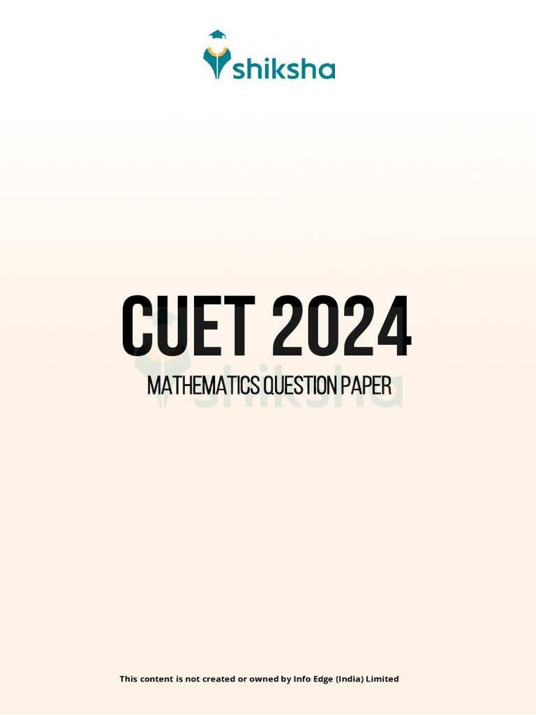 Maths Cuet Paper 2024 | PDF
