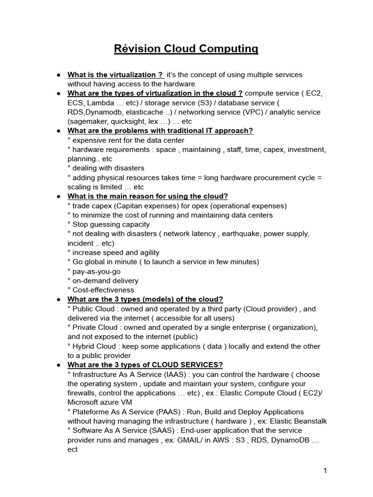 Révision Cloud Computing | PDF | Cloud Computing | Scalability Révision Cloud Computing | PDF | Cloud Computing | Scalability