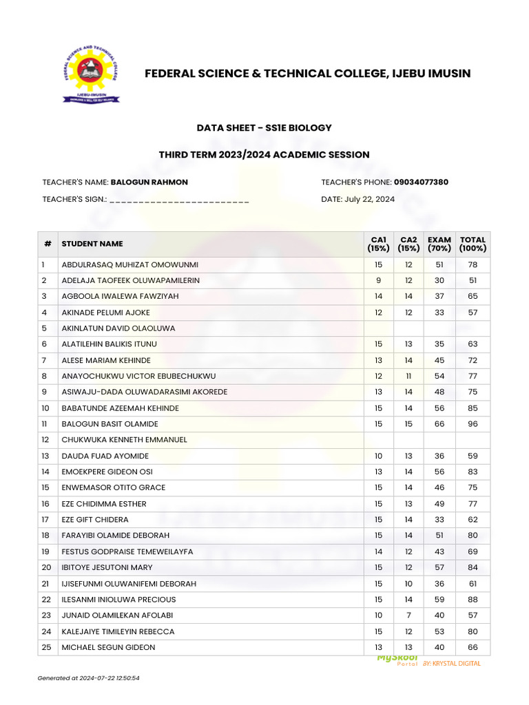 SS1E Biology Third Term 2023 2024 | PDF