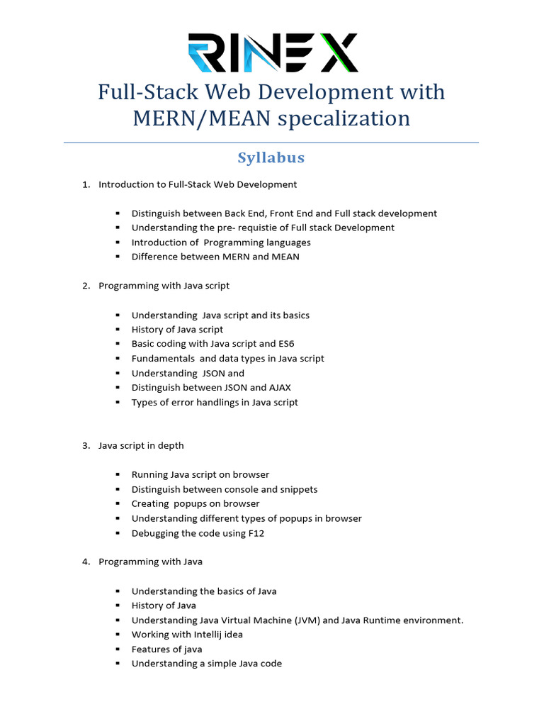 Full STACK syllabus | PDF | Html | Java Script