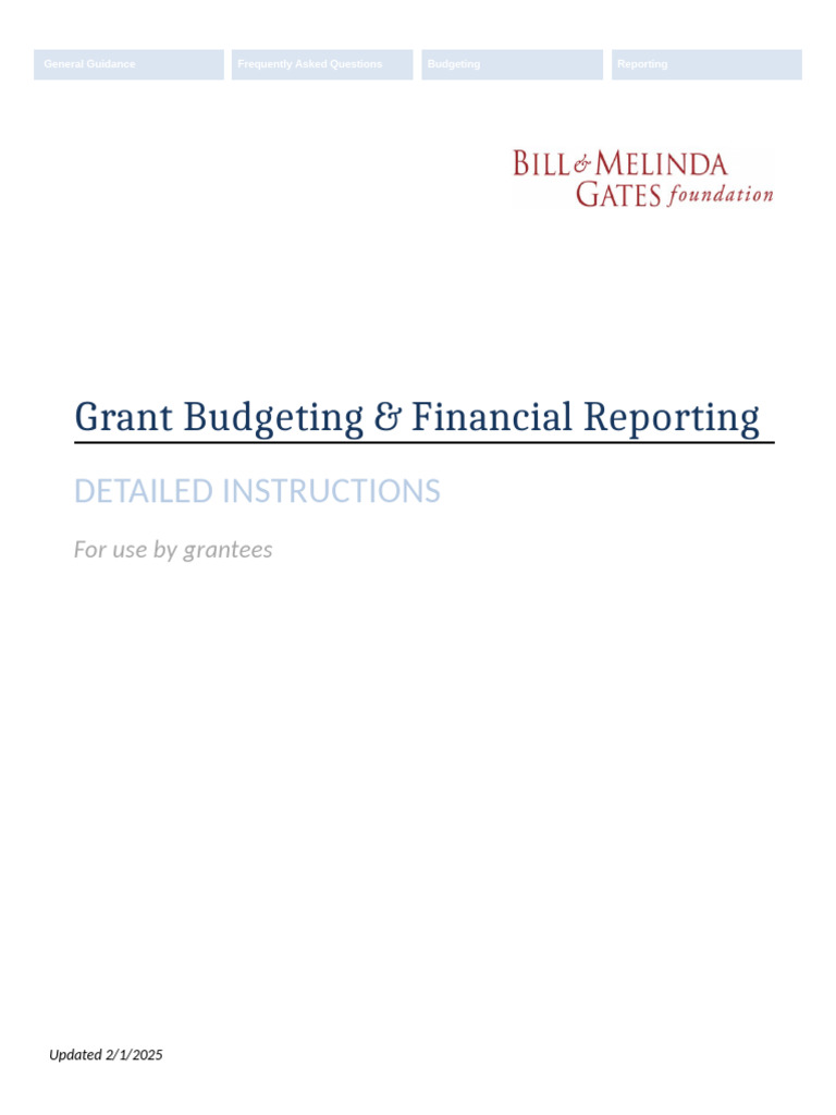 Grant Budgeting & Reporting Guide | PDF | Budget | Bill & Melinda Gates ...