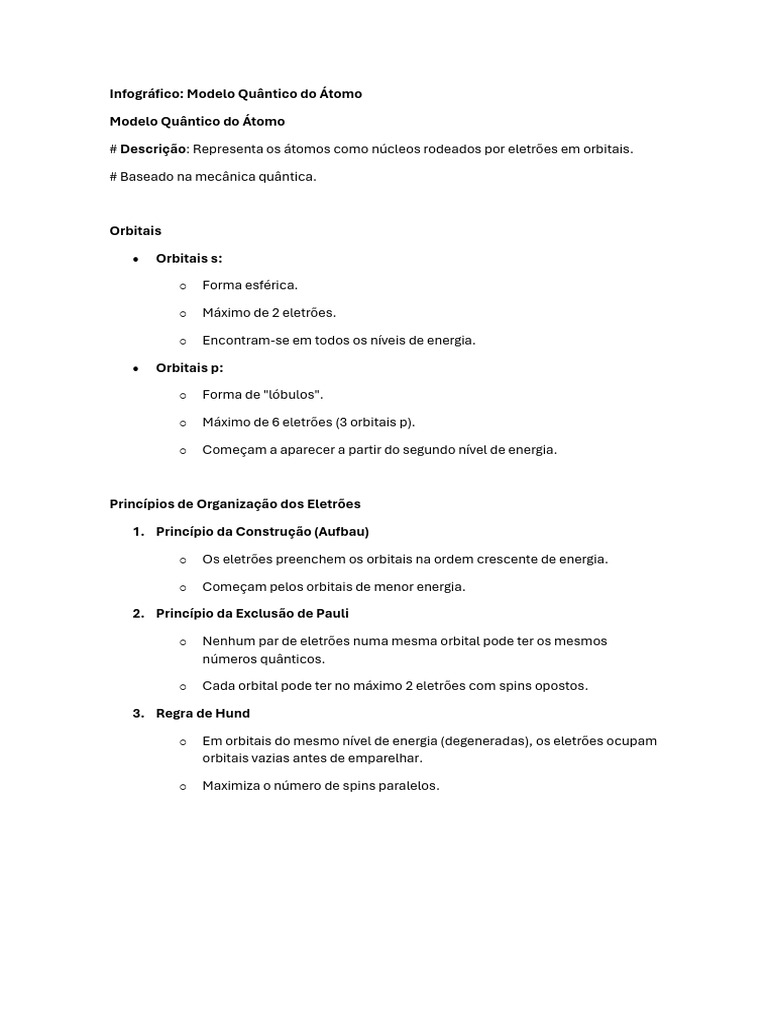 Infográfico Modelo Quântico Do Átomo | PDF
