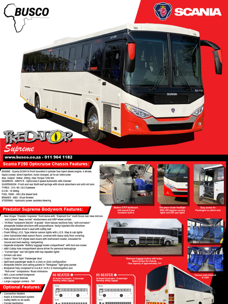 Scania Predator Supreme Bus Features | PDF | Ford F Series | Truck
