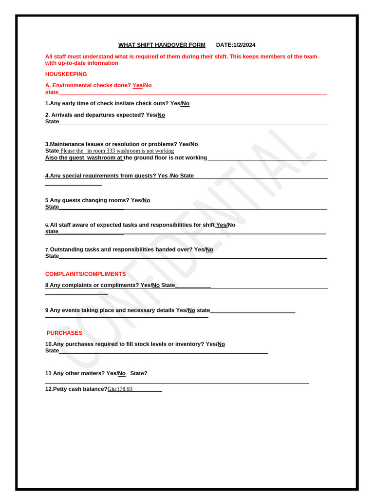 David and Charlotte Shift Handover K H | PDF