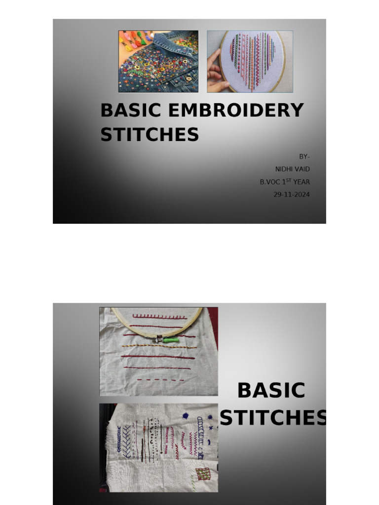 Basic Embroidery Stitches | PDF