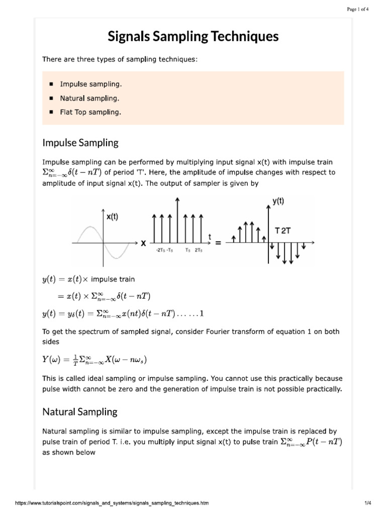 Signals Sampling Techniques | PDF