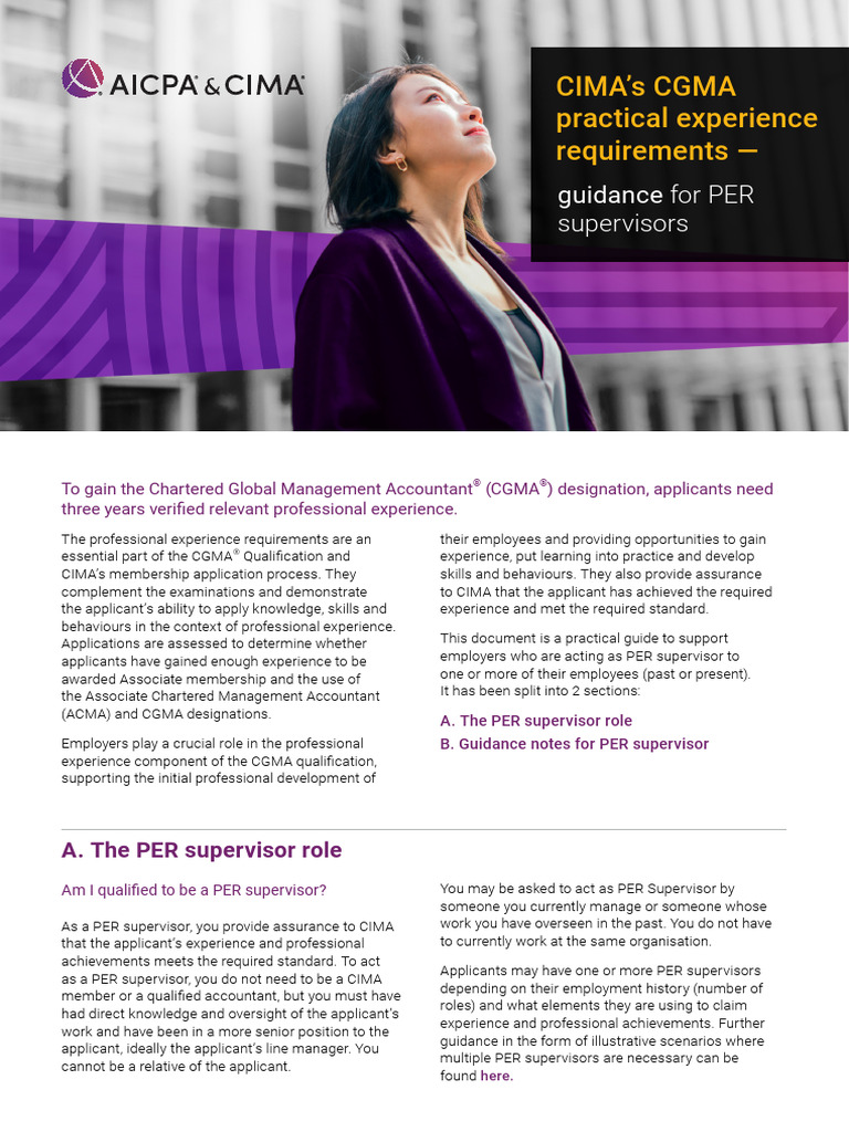 Practical Experience Requirements (PER) - Guidance For PER Supervisors | PDF | Business