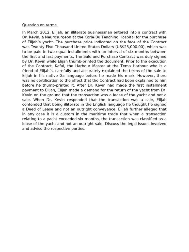 Question on Terms | PDF
