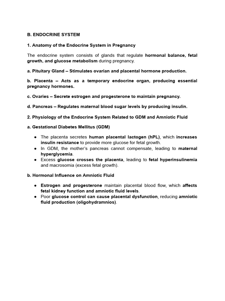 Endocrine System in Pregnancy | PDF