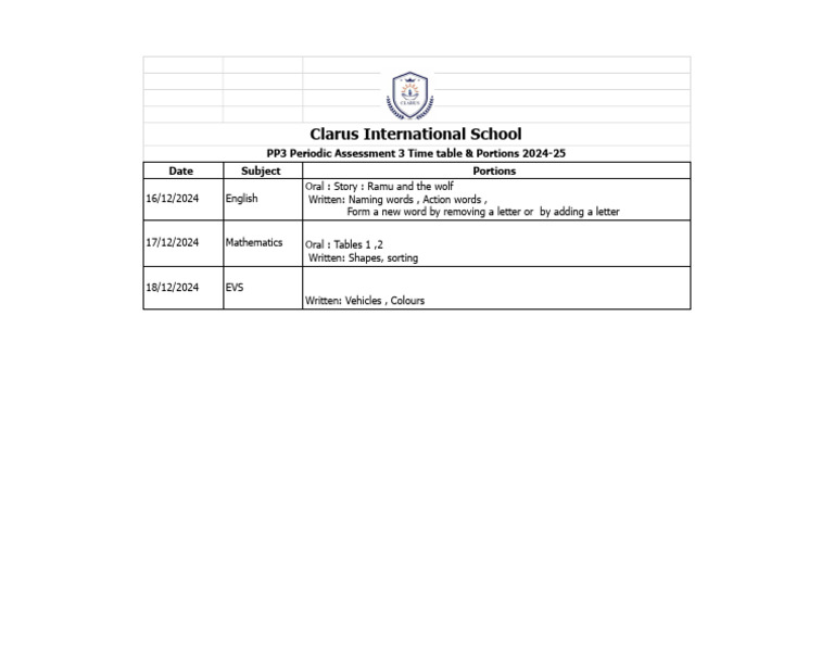 PA3 Timetable Portion - PP3 | PDF