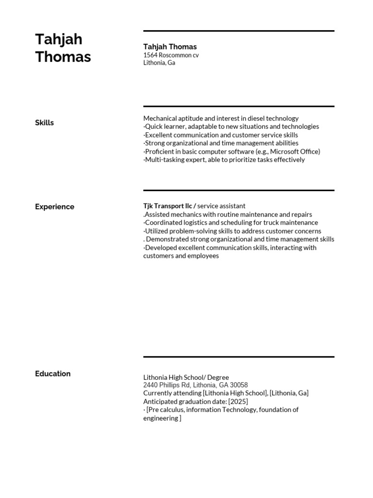 Tahjah Thomas - Resume | PDF