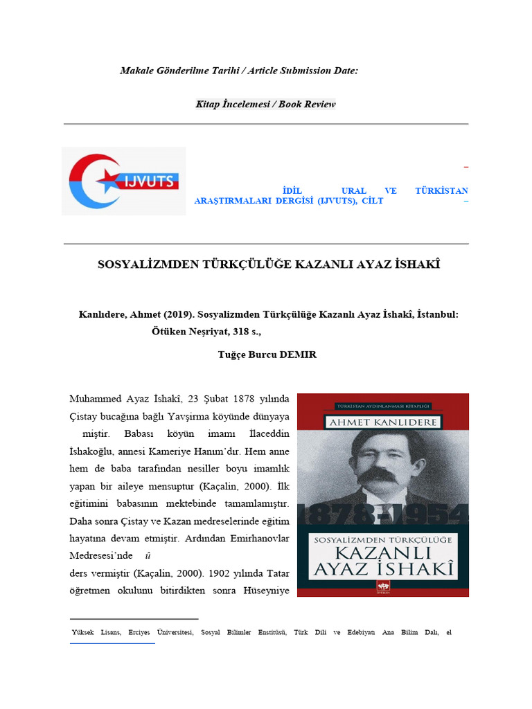 SOSYAL__ZMDEN T__RK____L____E KAZANLI AYAZ __SHAK__ (1878- 1954)[#686916]-987342 | PDF