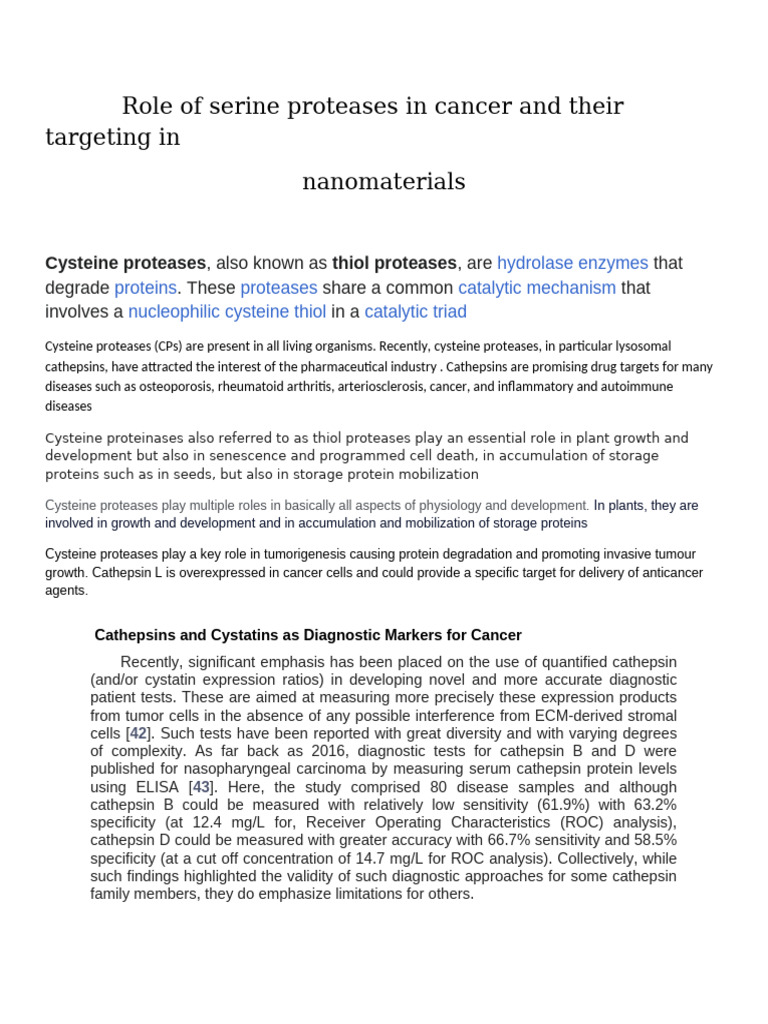 Role Ofcystene Proteases in Cancer and Their Targeting in | PDF ...
